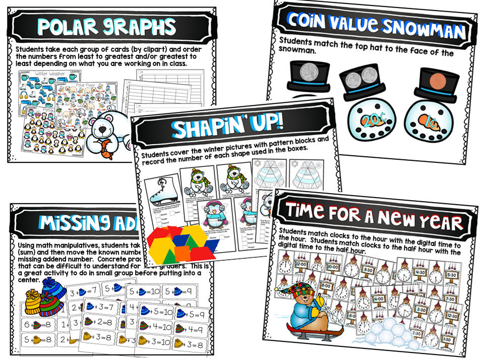 January Math Centers, Journals, and Printables - Tunstall's Teaching