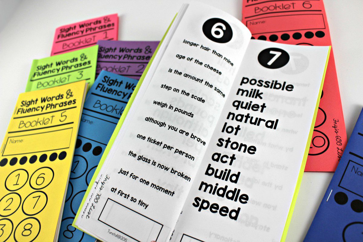 Sight Words and Fluency Phrases Booklets - Tunstall's Teaching