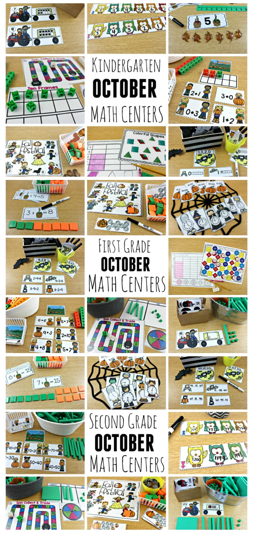 October Math Centers K, 1, and 2 - Tunstall's Teaching