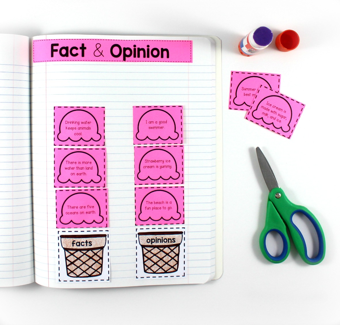 Fact and Opinion Freebie with Astrobrights - Tunstall's Teaching