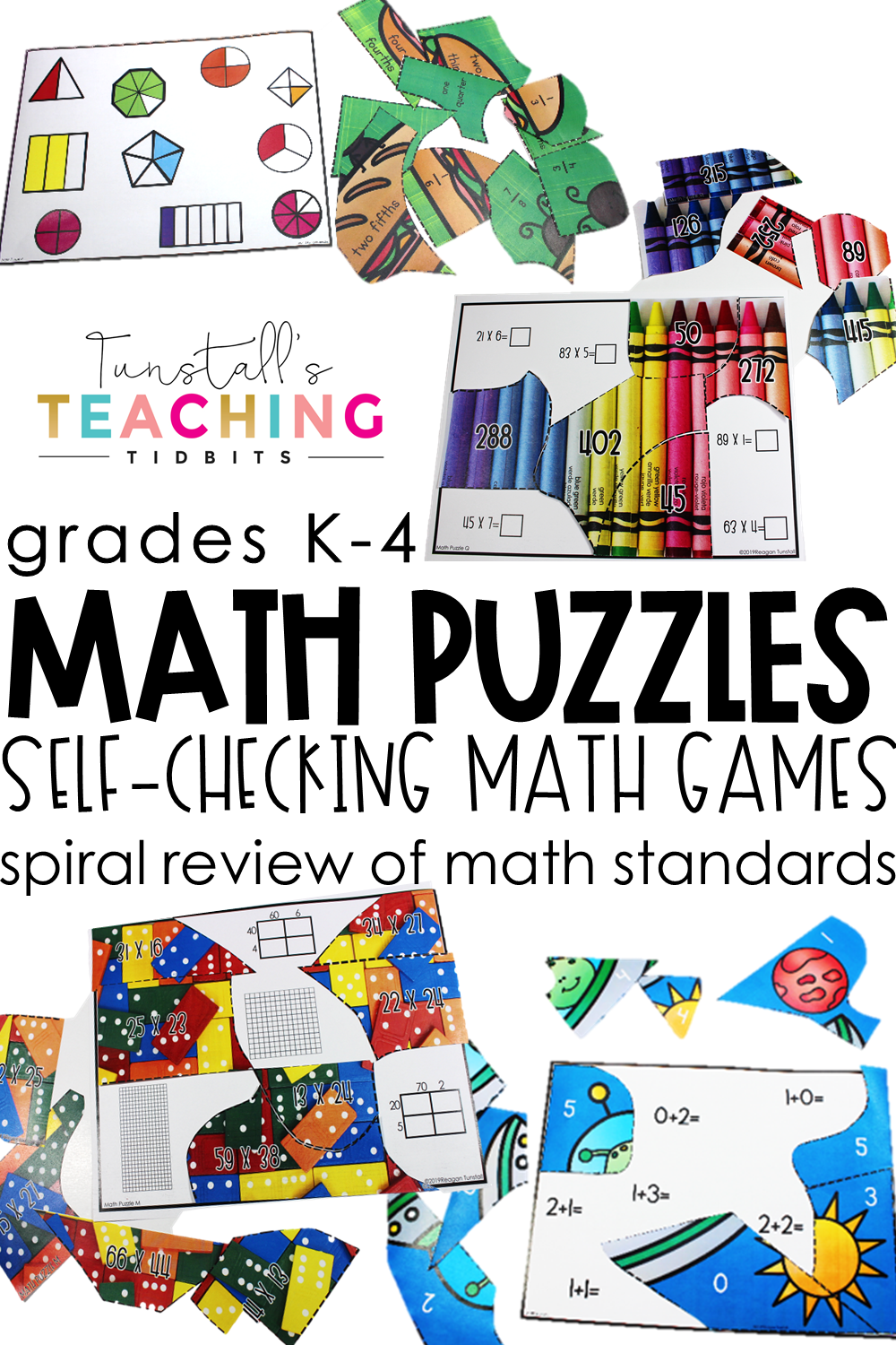 Math Puzzles for K-5: Hands-On, Self-Checking Math Centers with Free ...