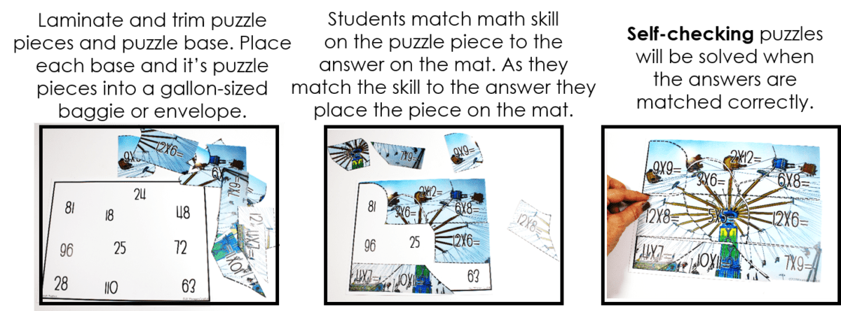 Math Puzzles for K-5: Hands-On, Self-Checking Math Centers with Free ...