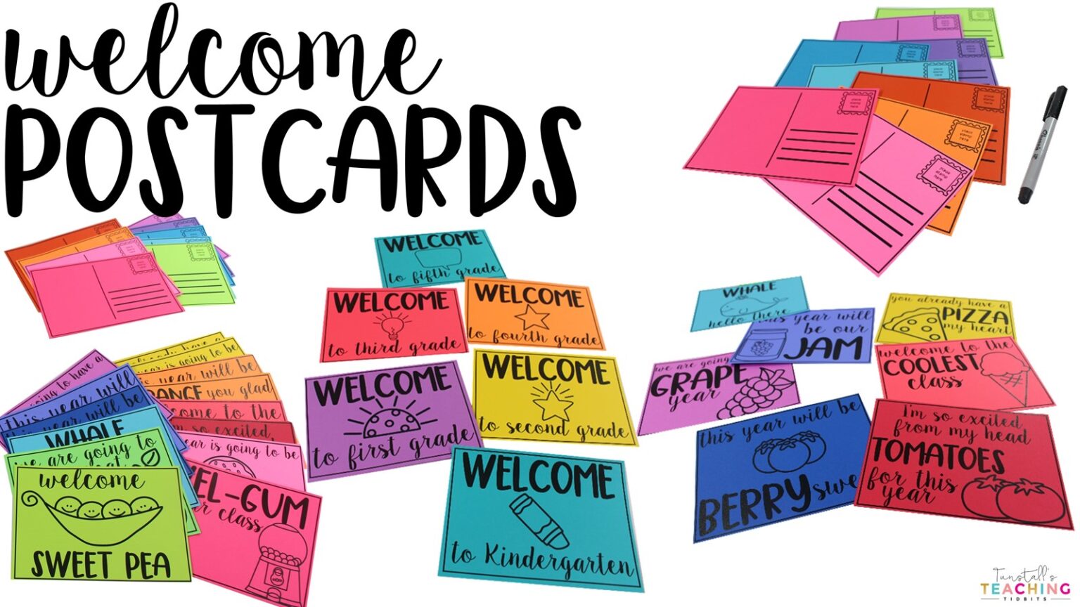 Colorful Student Welcome Postcards - Tunstall's Teaching