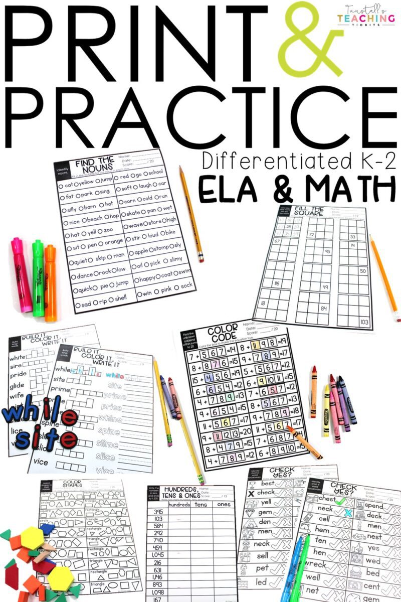 Print and Practice Math and Literacy - Tunstall's Teaching