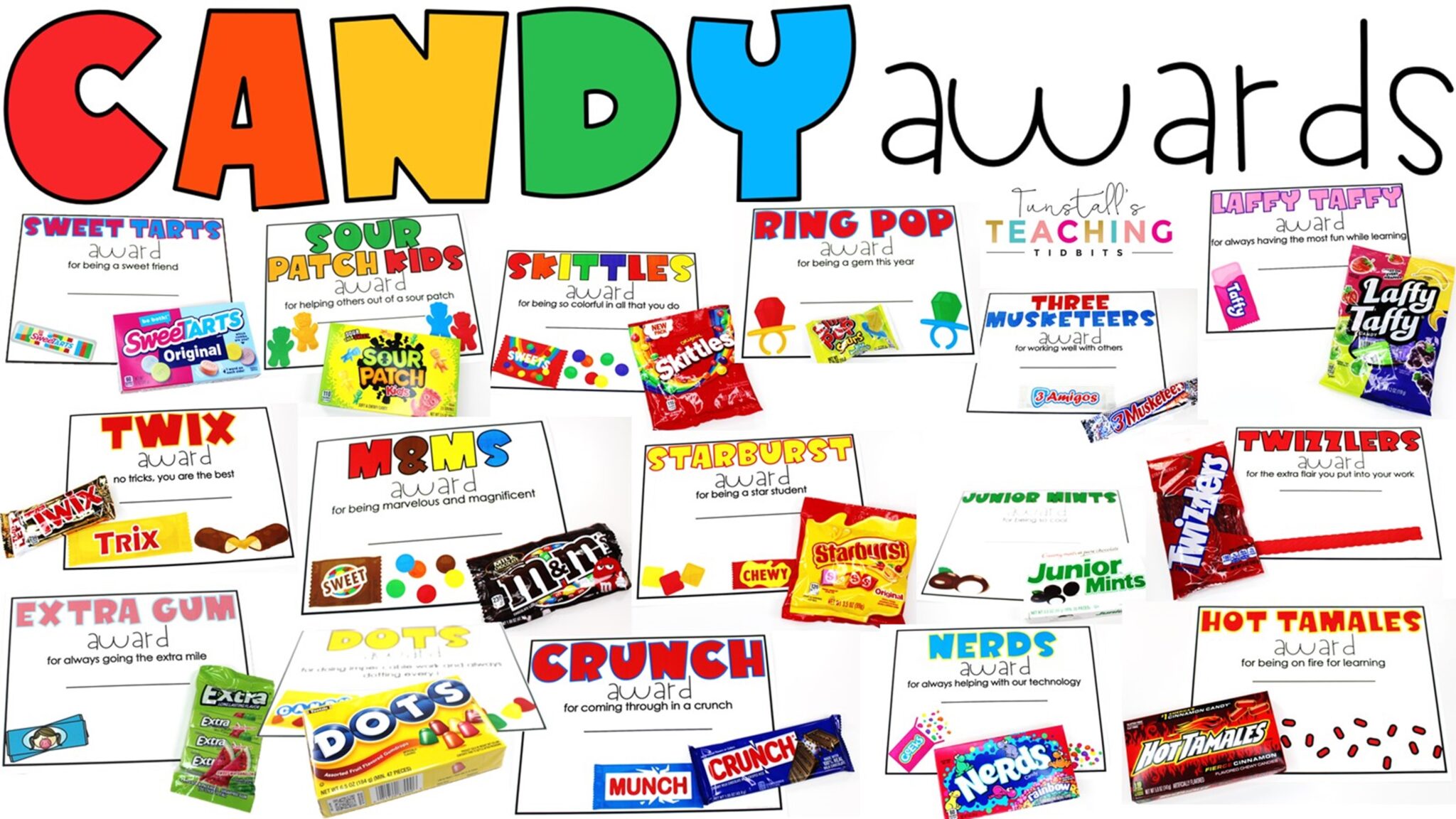 Editable Candy Awards for Students | End of Year Candy Awards