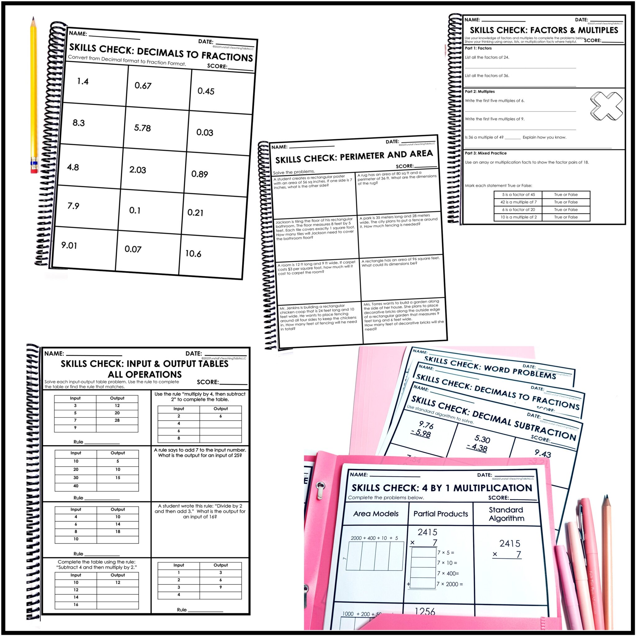 Skills Check: Quick One Skill Math Assessments - Tunstall's Teaching