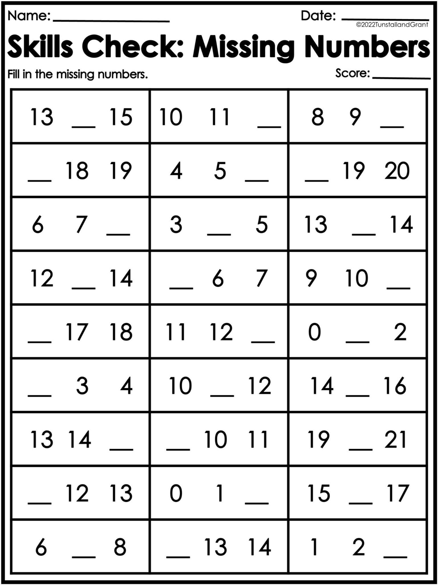 Skills Check: Quick One Skill Math Assessments - Tunstall's Teaching