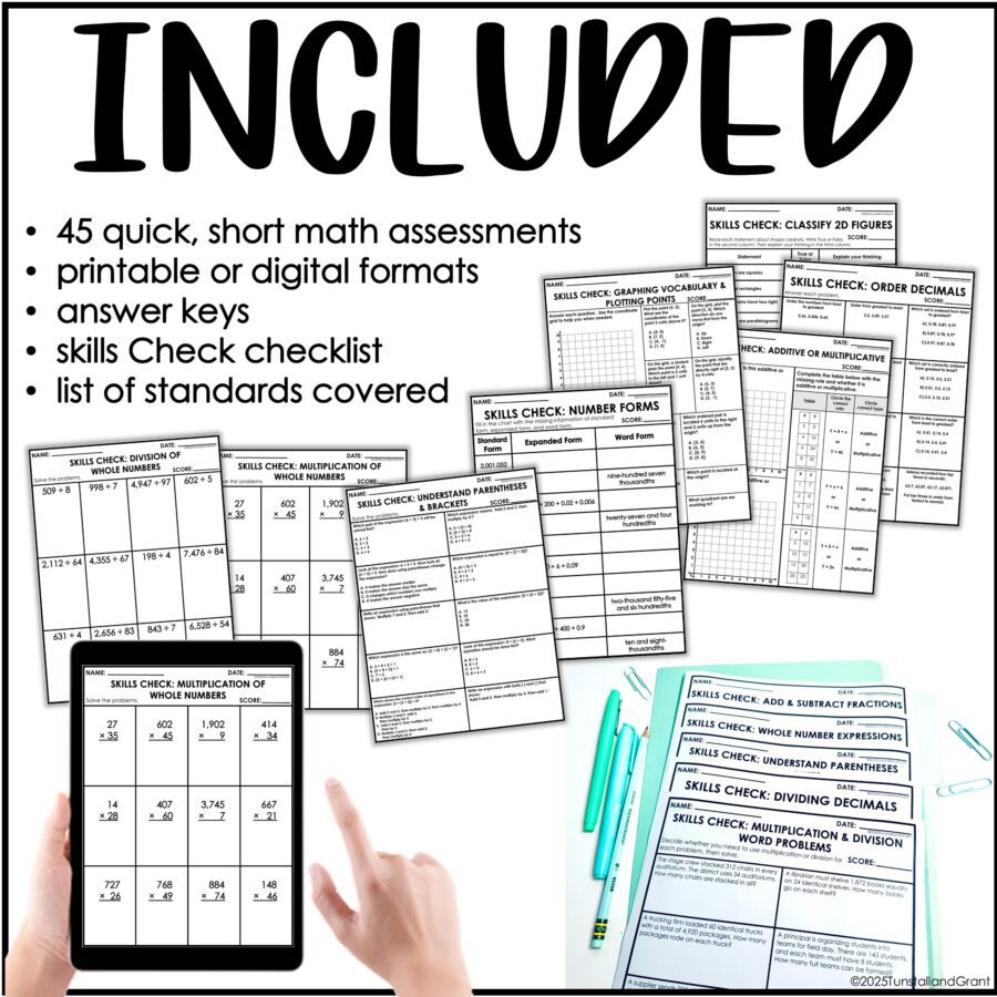 Skills Check: Quick One Skill Math Assessments - Tunstall's Teaching
