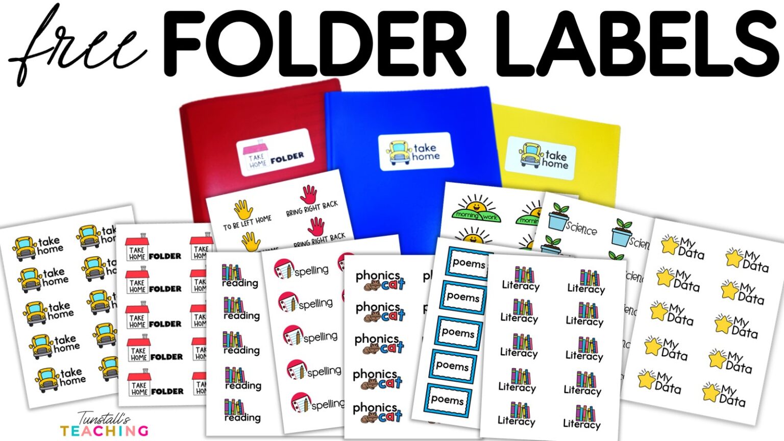 Free School Folder Labels For Teachers - Tunstall's Teaching