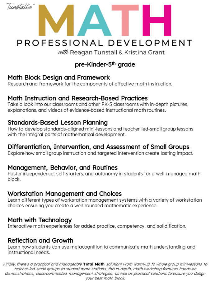 Math Professional Development - Tunstall's Teaching