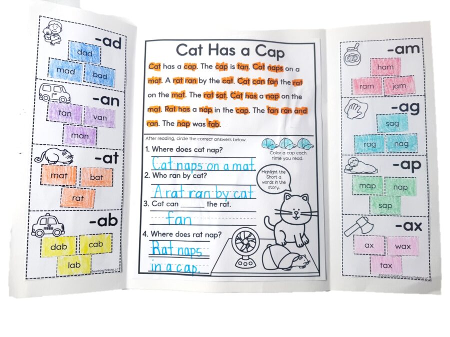 Short Vowel CVC Phonics Foldable Crafts & Decodable Passages - Tunstall ...