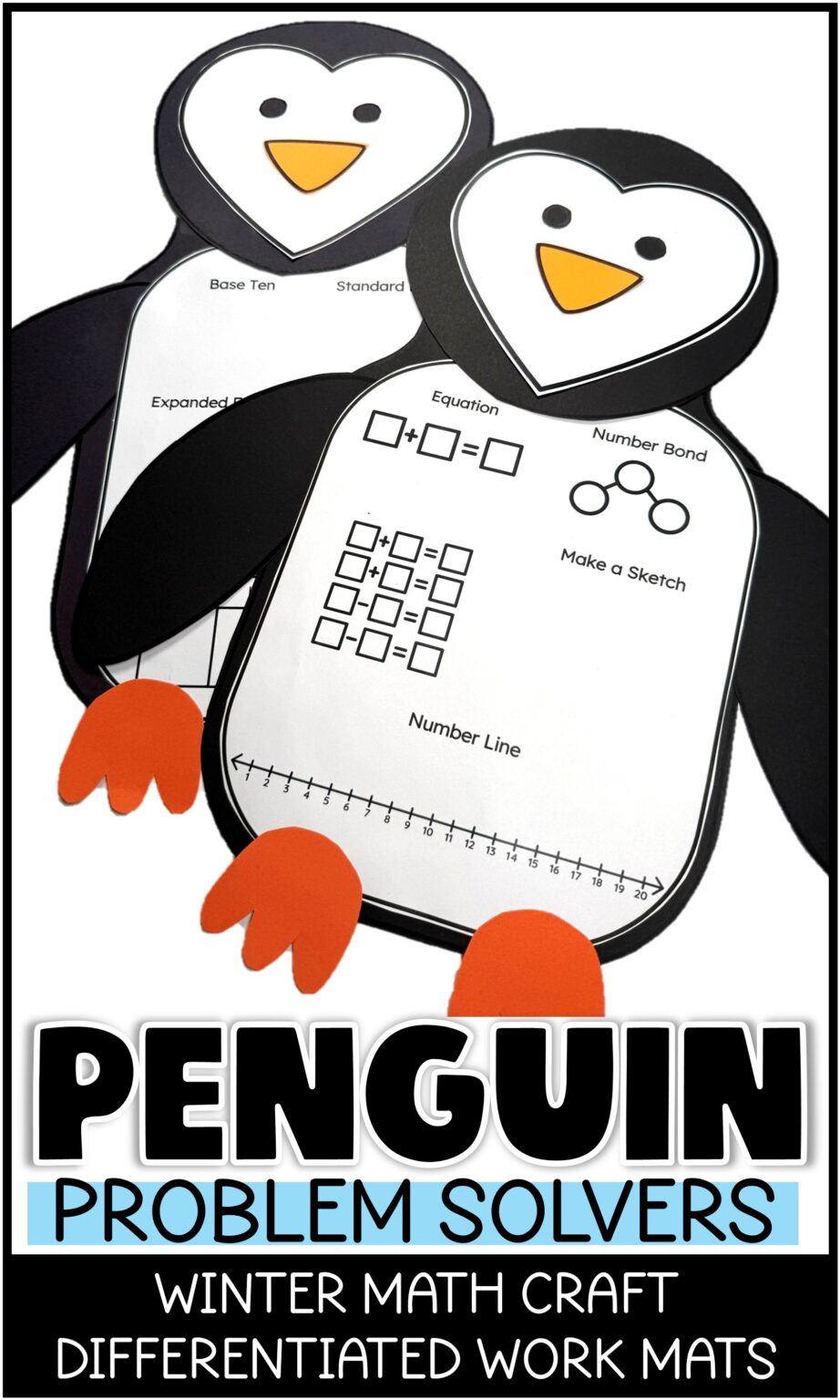 Penguin Math Craft Winter Centers and January Bulletin Board