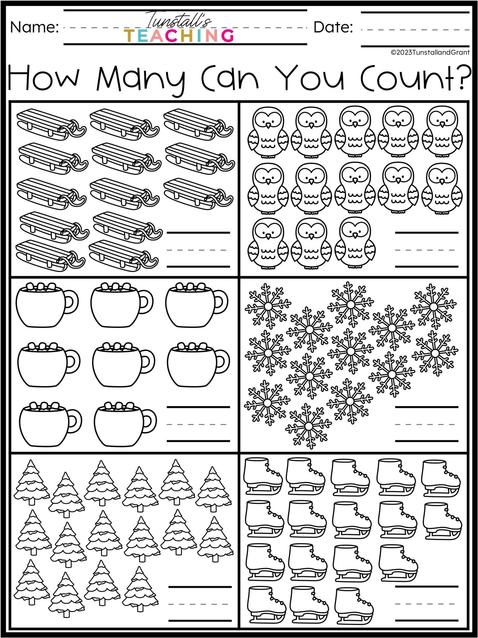 January Practice Pages for Math and Literacy