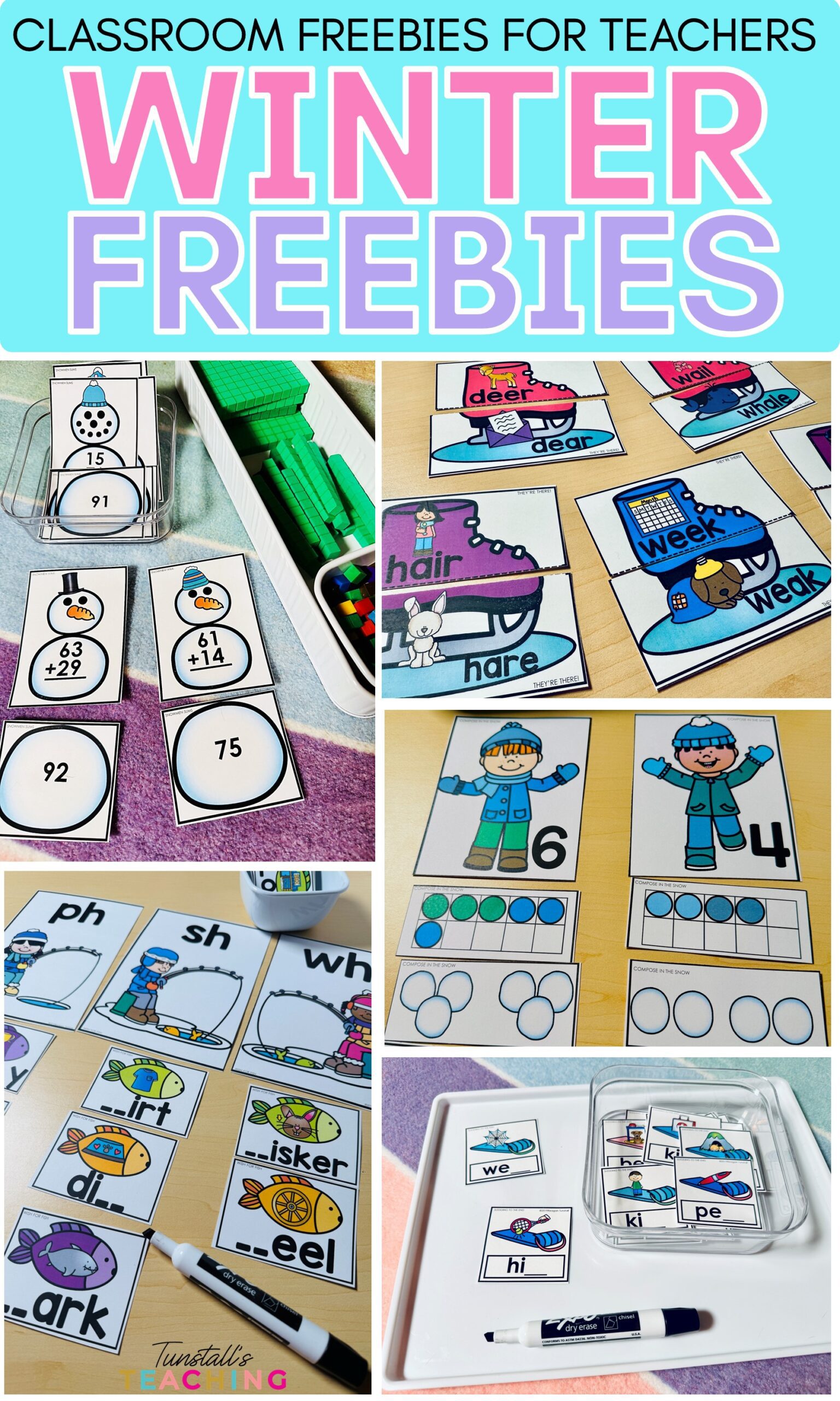 Winter Classroom Freebies for Math and Literacy