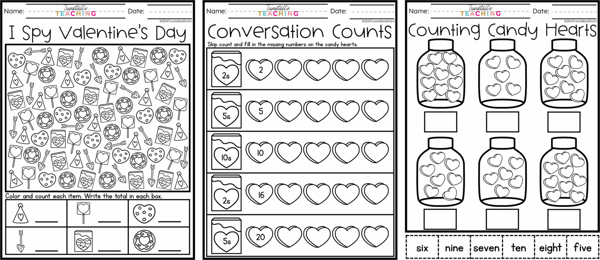 February Math and Literacy Practice Pages for K–2 Classrooms