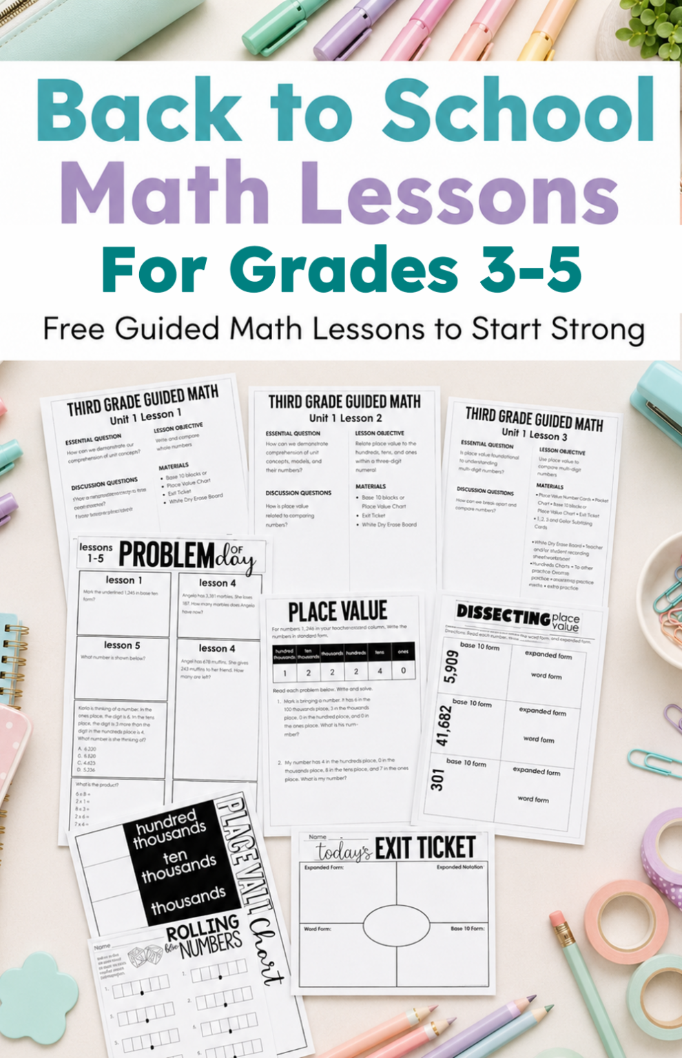 Back to School Math Lessons for Grades 3 to 5