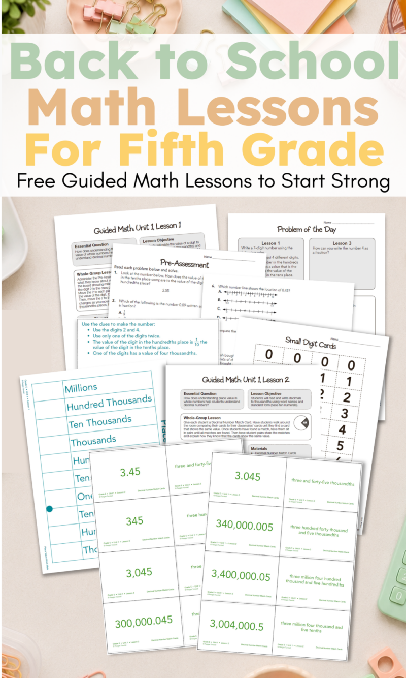 Back to School Math Lessons for Grades 3 to 5